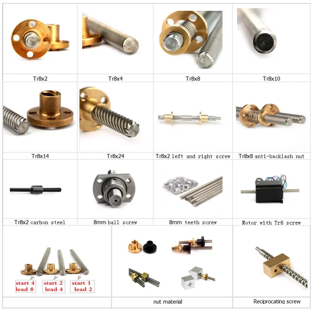Trapezoidal Threaded T8 Lead Screw Rod with Nut - 1 Year Warranty