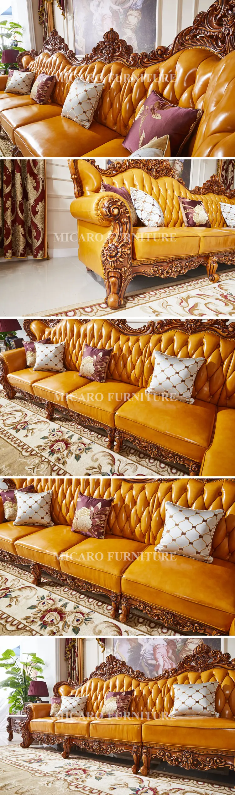 L Shape Wood Frame Living Room Floor Elegant Chairs Upholstered High ...