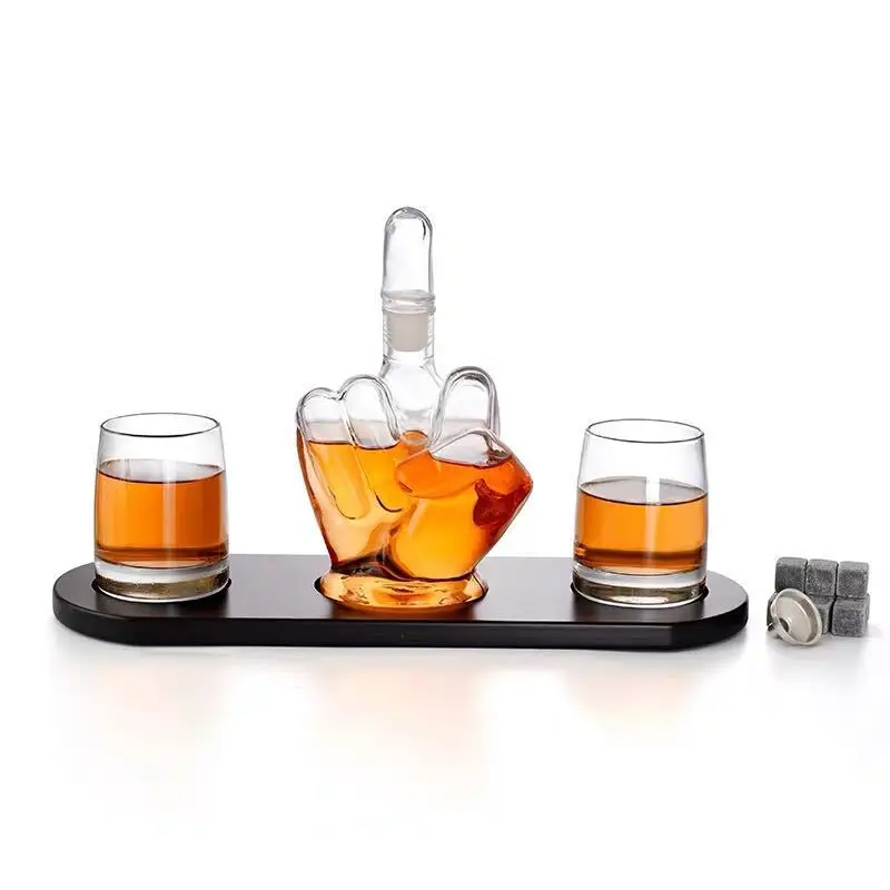Middle Finger Shape 1000ml Decanter Whiskey Glass Wine Bottle Custom ...