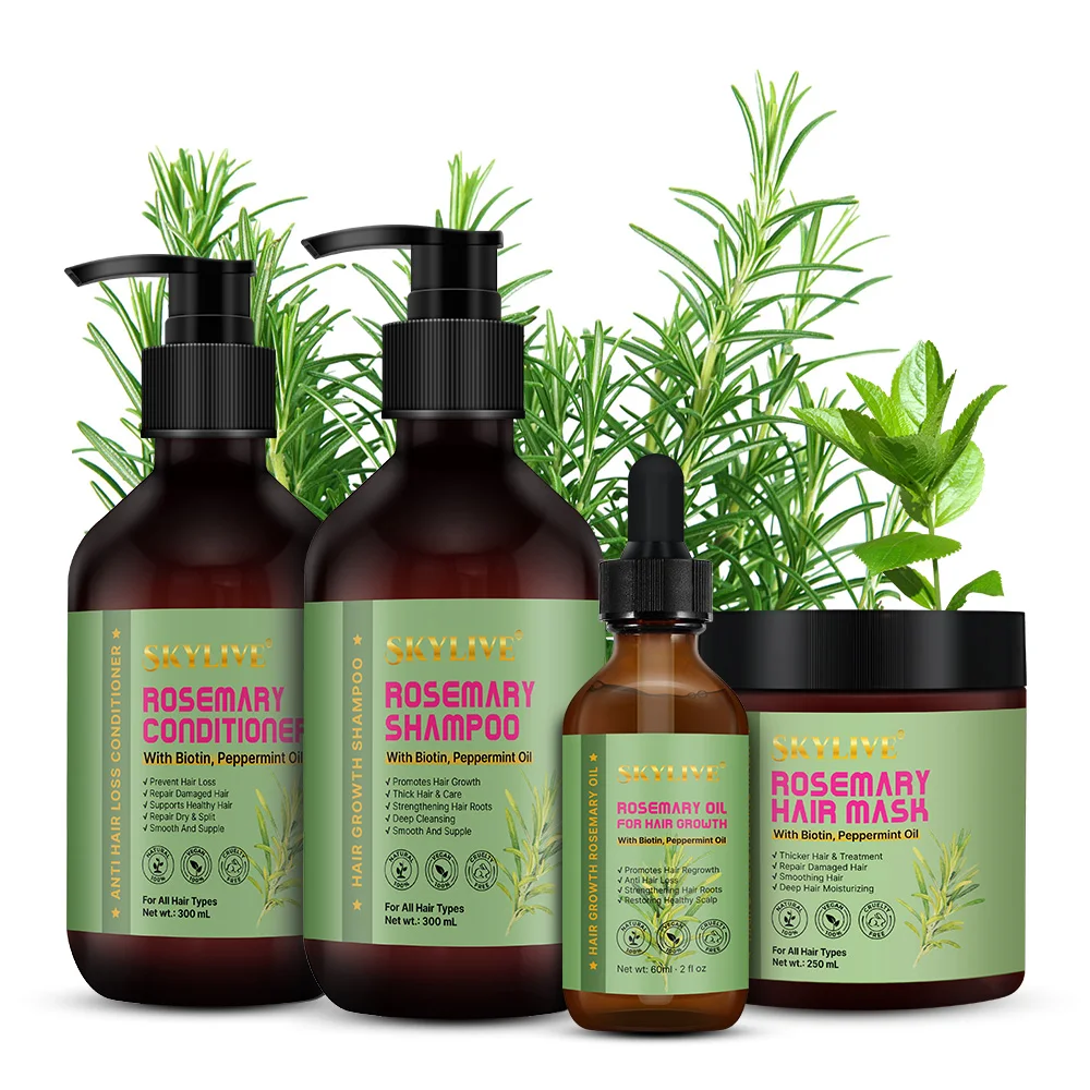 Private Label Organic Hair Care Set - Anti-Hair Loss Rosemary Mint Oil ...