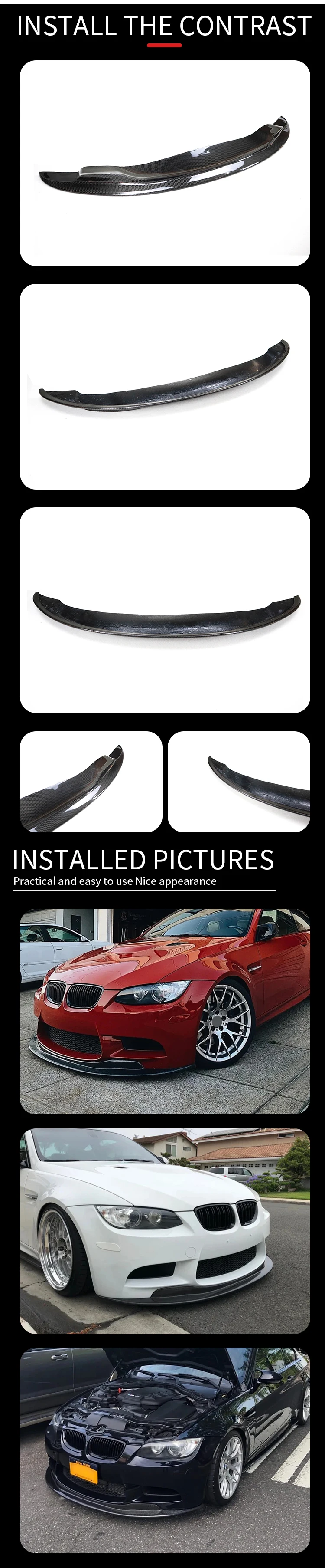 Gts Style Carbon Fiber Front Bumper Lip For Bmw E92 E93 M3 2006-2013 ...