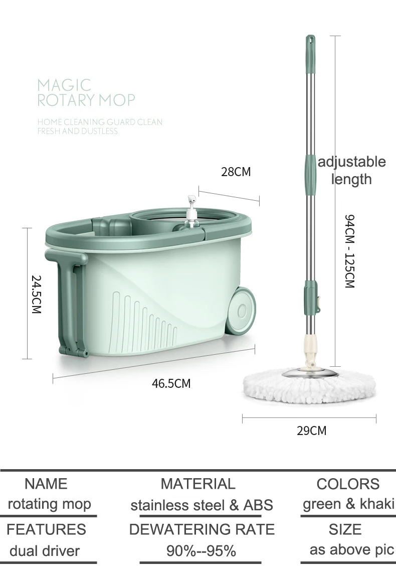 Floor Cleaning Microfiber Spinning Mop Bucket 360 Rotating Spinning Mop ...