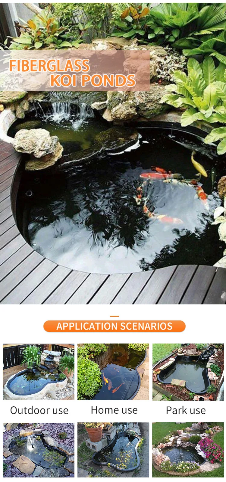 Outdoor Garden Backyard Fish Farming - DIY Fiberglass Koi Pond