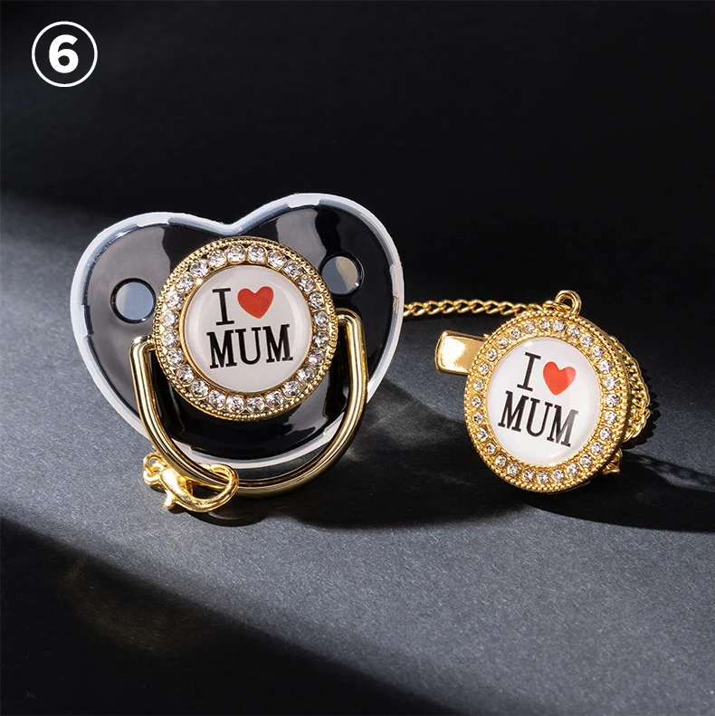 Custom Gold Design Bling Luxury Pacifier BPA Free Cartoon Orthodontic ...