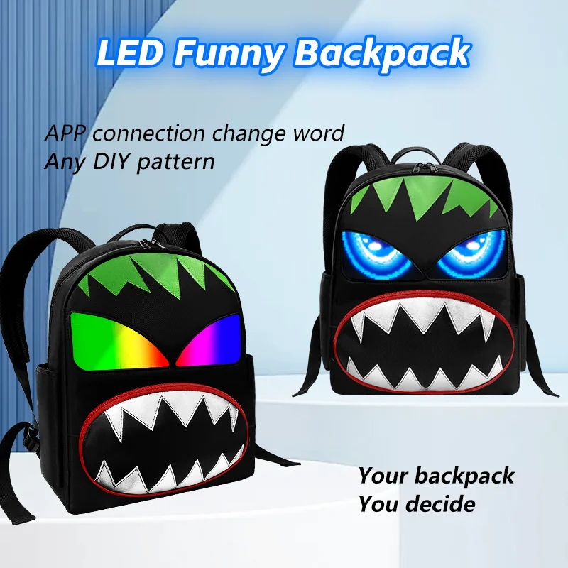 Alibaba.com: APP Programmable Animated Eyes LED Backpack, smart winking ...