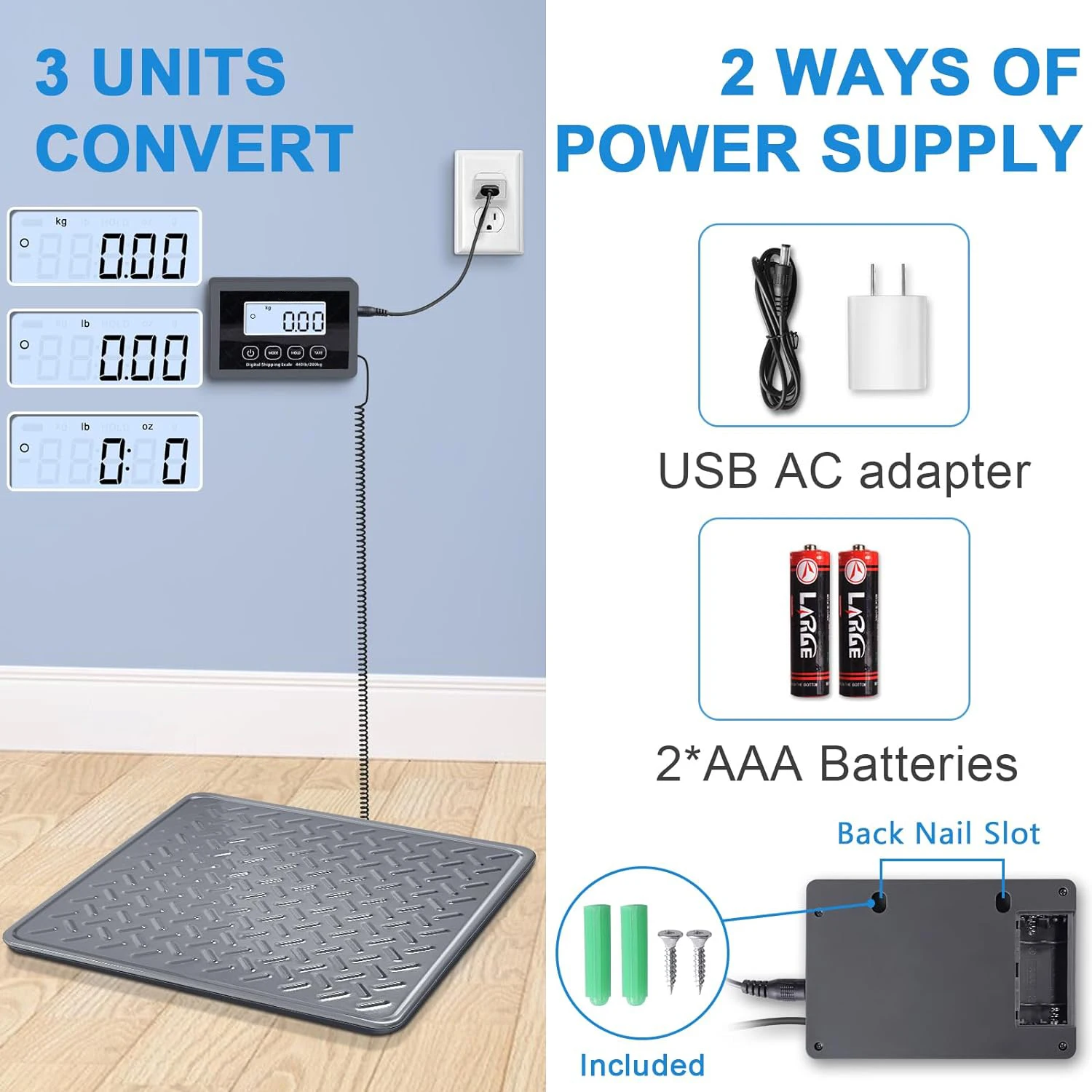 Digital Shipping Scale - 440lbs Heavy Duty Postal Scale