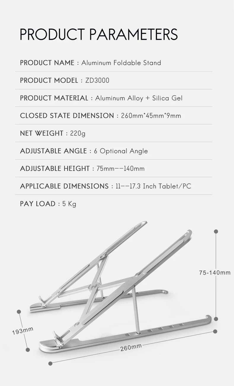 Hot Sale Portable Foldable Notebook Aluminum Laptop Holder Adjustable ...