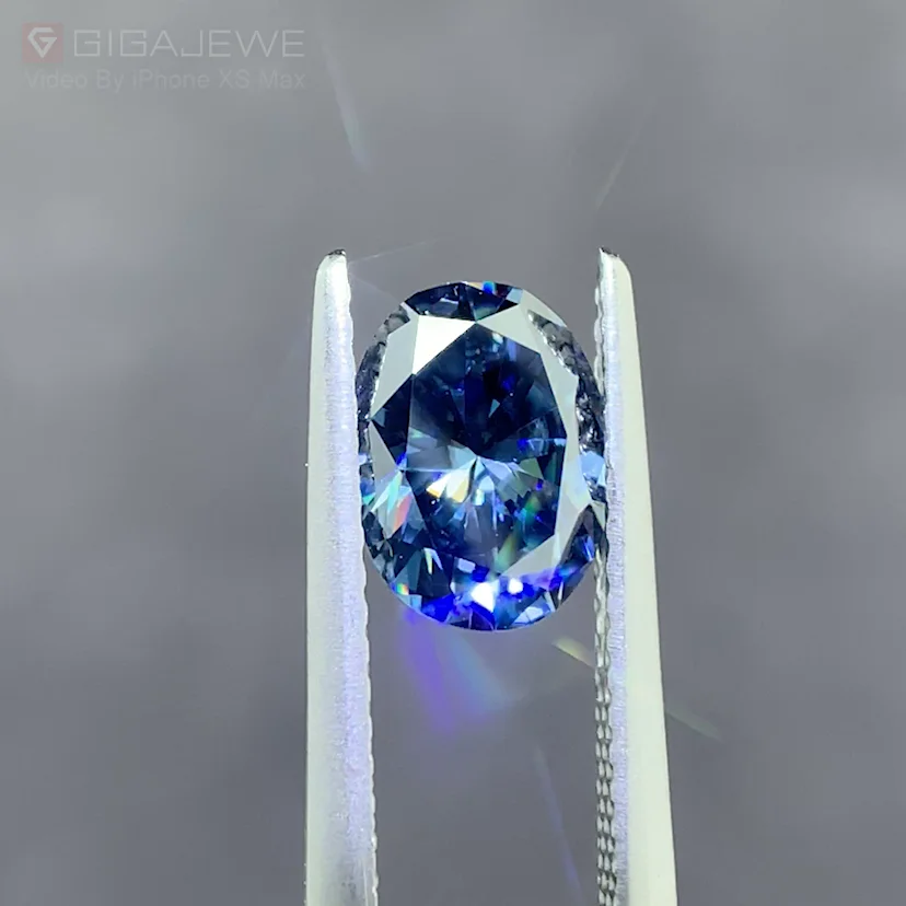 Gigajewe Blue Color Manual Cut Moissanite Oval Cut For Jewelry Making ...