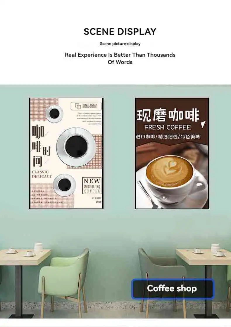 Wall mounted custom size aluminium slim frame snap led drawing animated ...