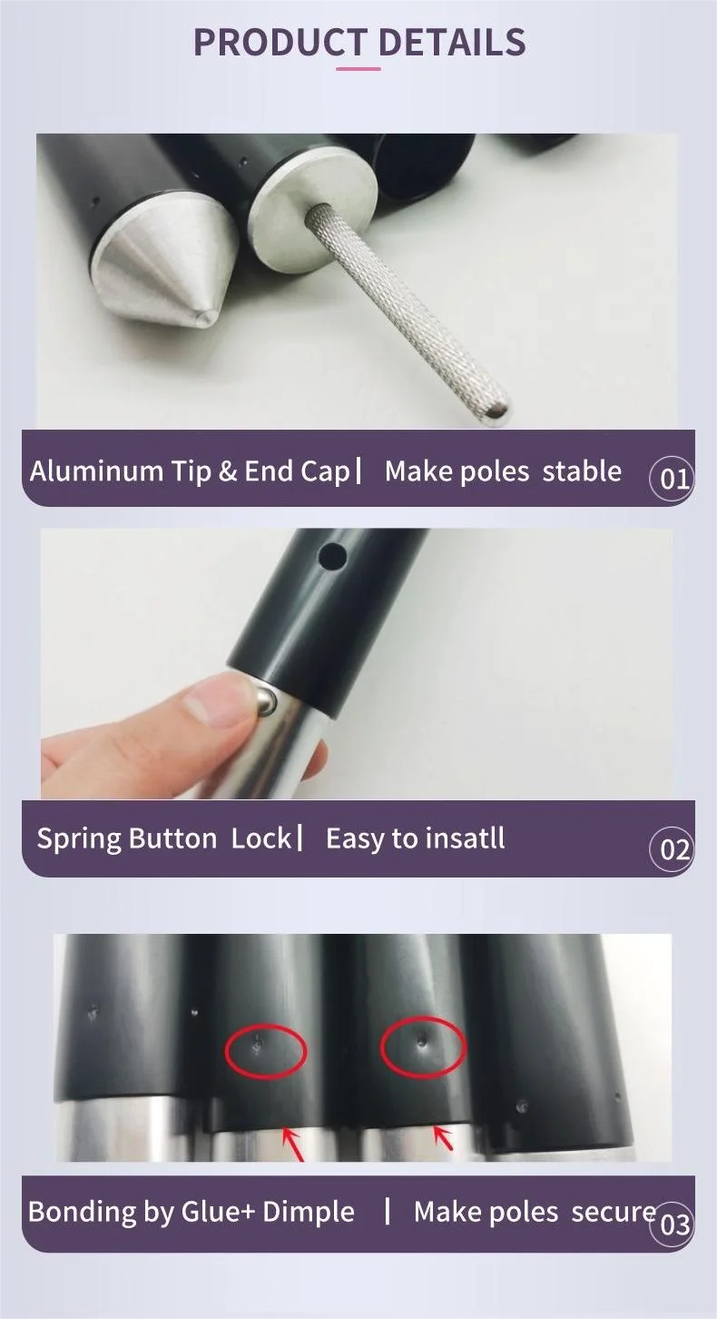 Hot Aluminum Telescopic Pole with Spring Button Lock Tent Telescopic ...