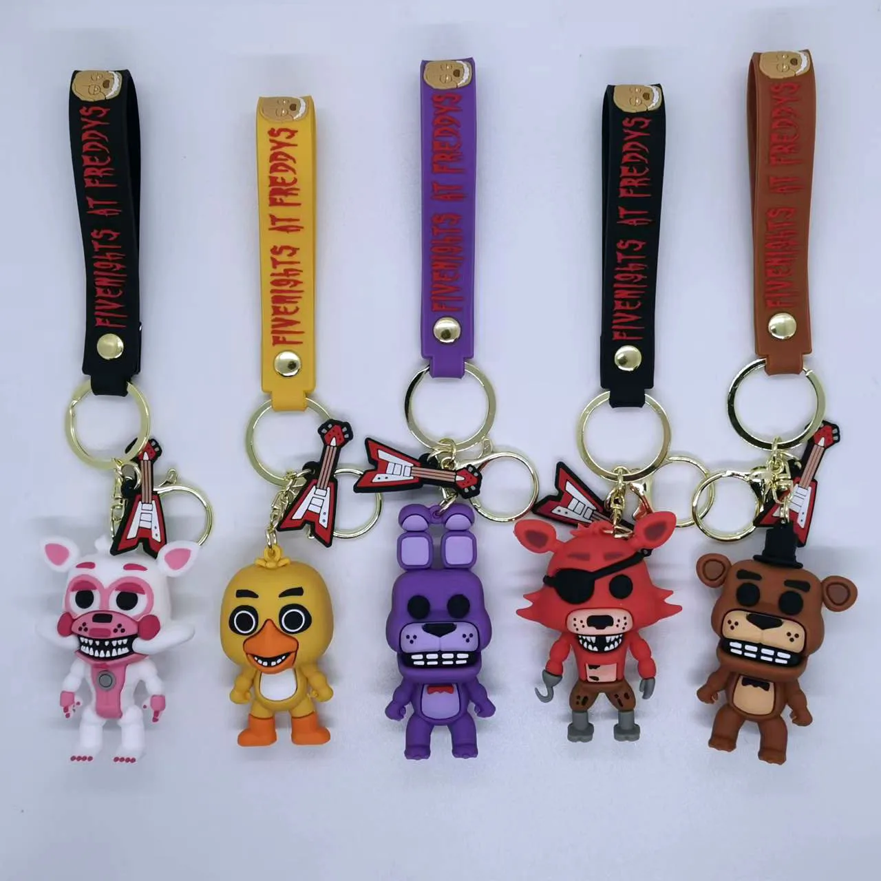 5 Styles Five Nights at Freddy PVC Keychain Fazbear Key Ring Bonnie ...