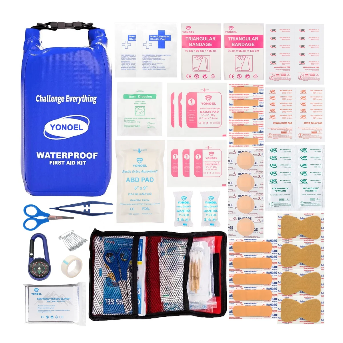 Waterproof First Aid Kit Roll Top Emergency Survival Kit for Outdoor ...