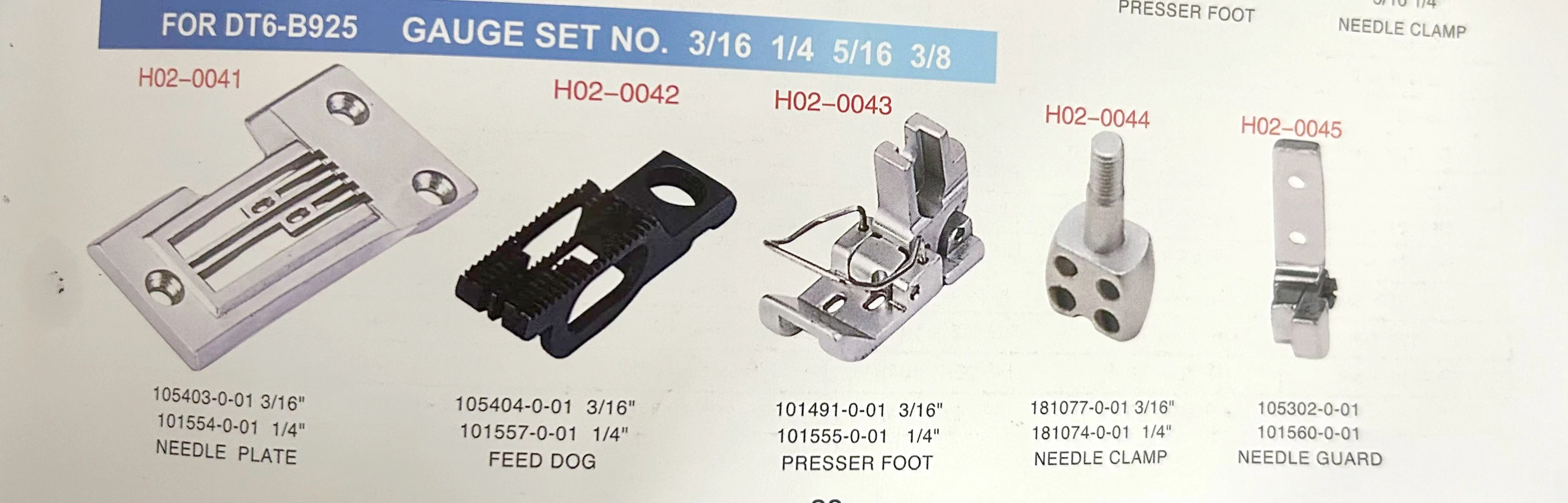 DT6-B925 Gauge Set Double Chainstitch Crank Arm Needle Plate Feed Dog ...