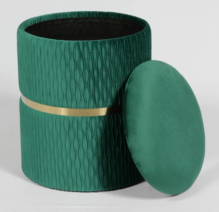 New Golden Ring Base Kd Modern Ottoman Velvet Round Stool Round ...