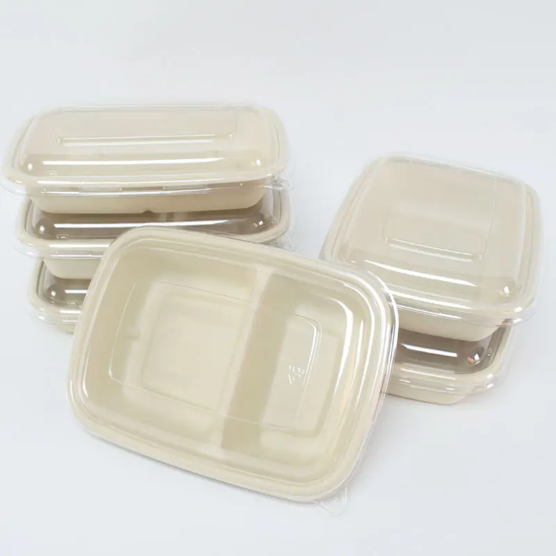 750/900/1000ml Biodegradable Disposable Sugarcane Tableware Pulp Salad ...