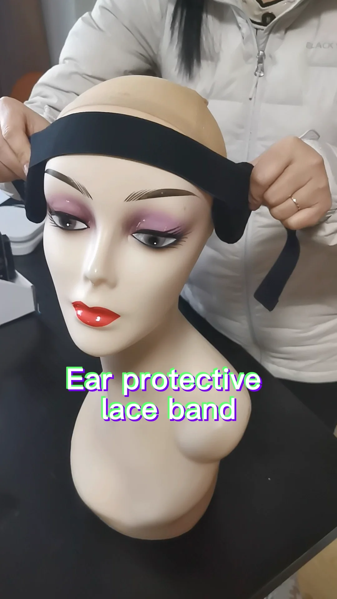New adjustable elastic edge melt band ear cover lace melt band with ear ...