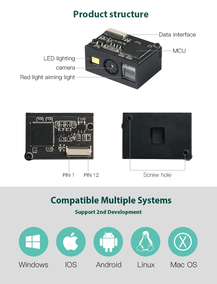 1D 2D CMOS QR Code Reader USB Interface - Vending Machine Barcode ...