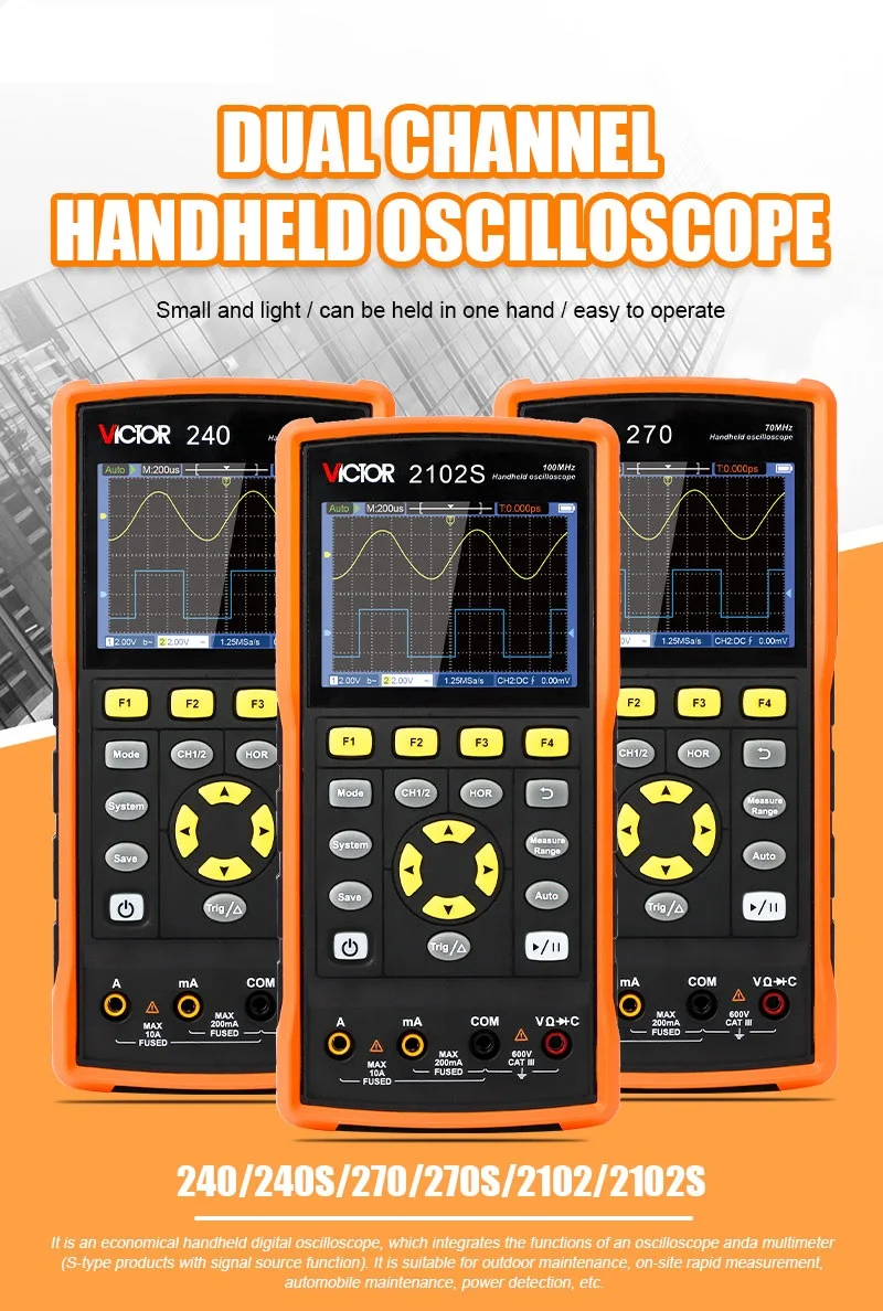 Victor New 240 Handheld With Multimeter Two Channel 125 Msa/s 40mhz ...