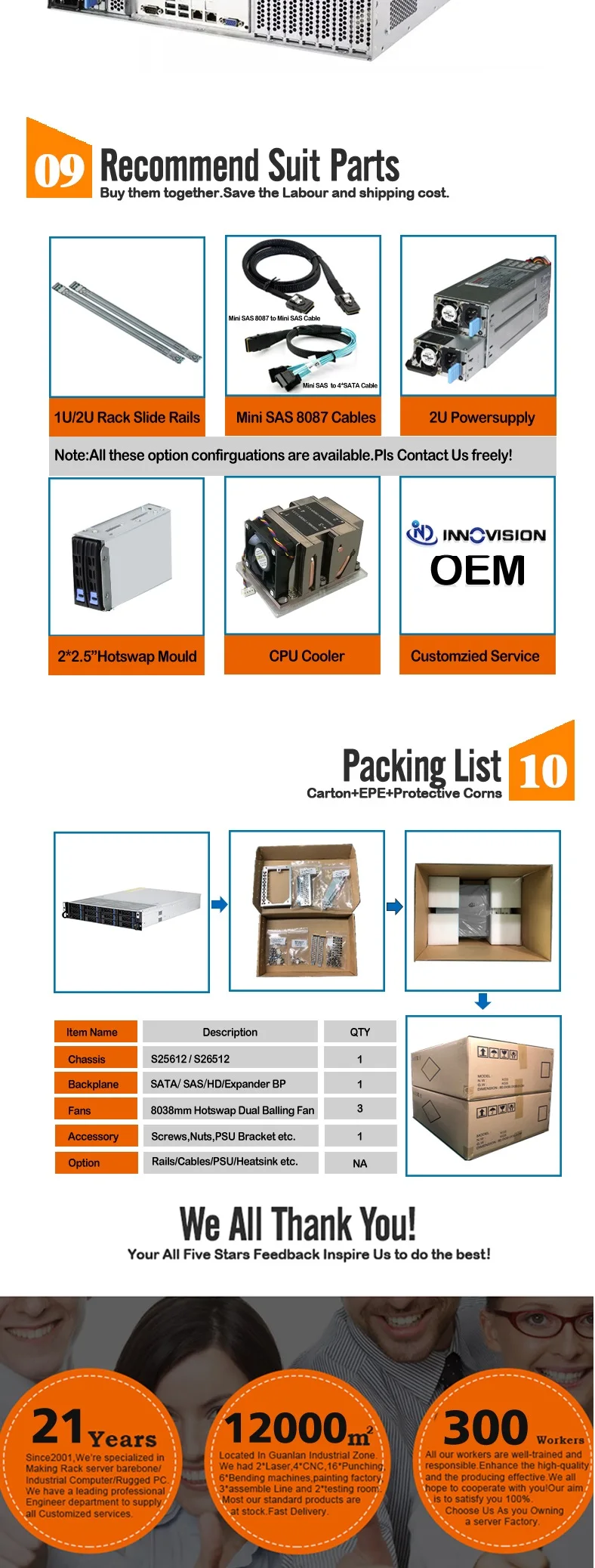 2u Rack Server Chassis With 12 Hot-swap Bays & Mini Hd Backplane Oem