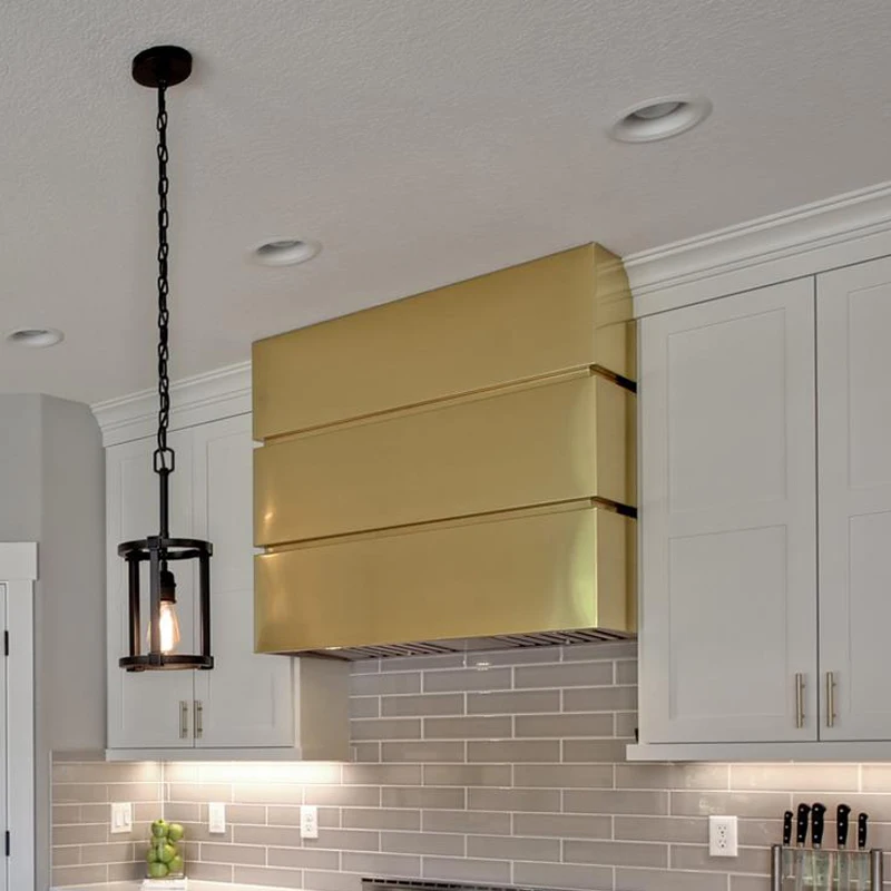 Brooklyn Kitchen Range Hood - Brushed Gold Brass Design