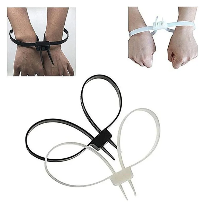 New Plastic Police Handcuffs Double Flex Cuff Disposable Handcuffs Zip ...