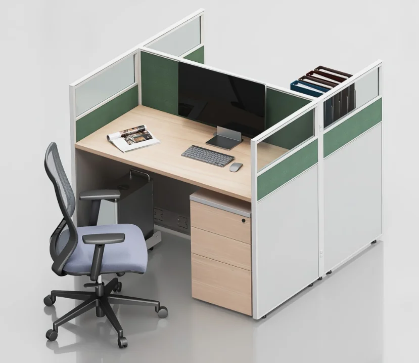 Soundproof Cubicle Workstation with Mobile File Cabinet Ergonomic Desk ...