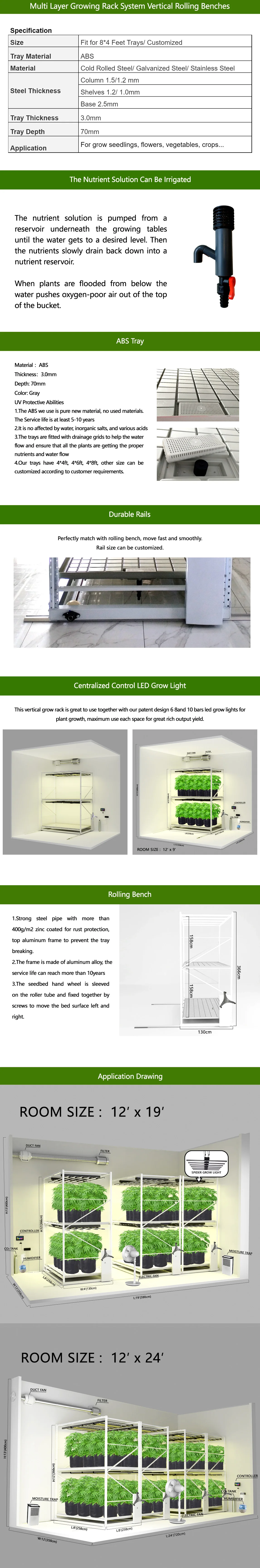 Hydroponic Mobile Grow Rack System Horticulture Vertical Grow Rack With ...