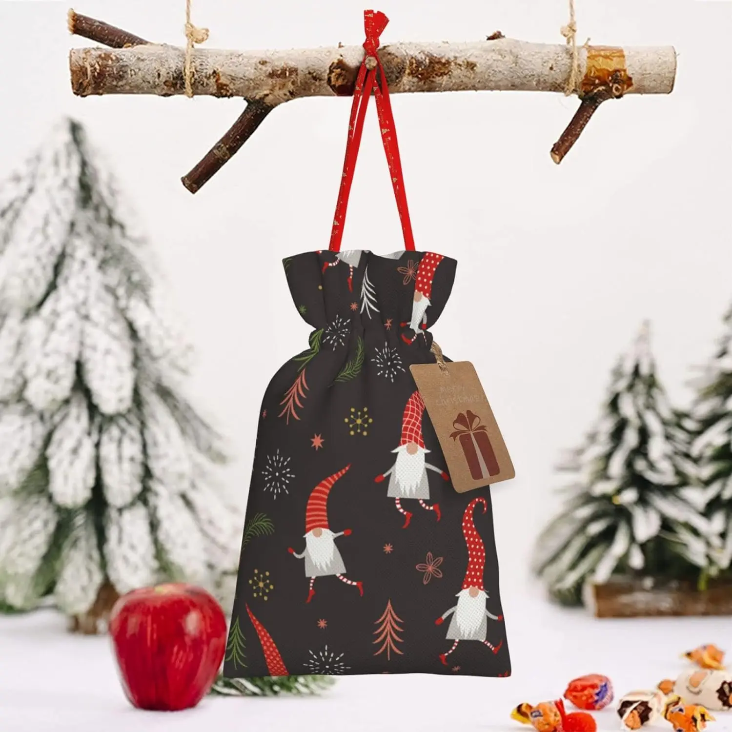 Large Cloth Christmas Gift Bags Reusable Fabric Drawstring Wrapping ...