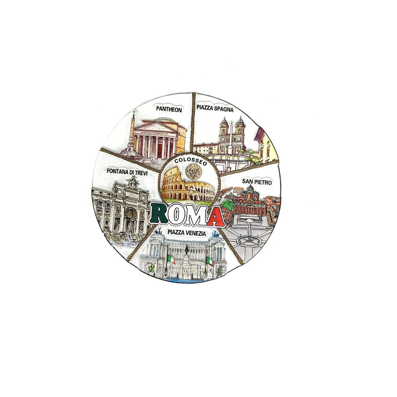 Roma Fridge Magnet Souvenir Tourism Make Machine Painting Square Resin ...