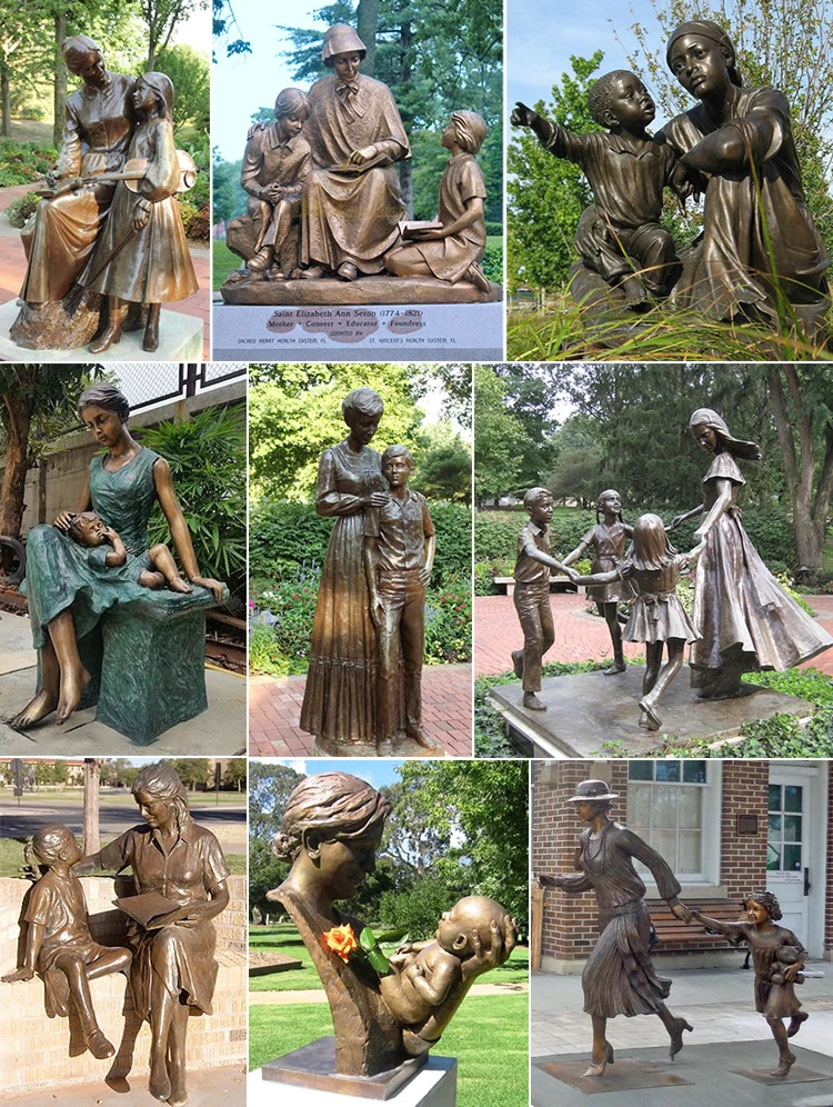 Garden Decoration Metal Art Figure Statue Bronze Brass Mother And Child ...