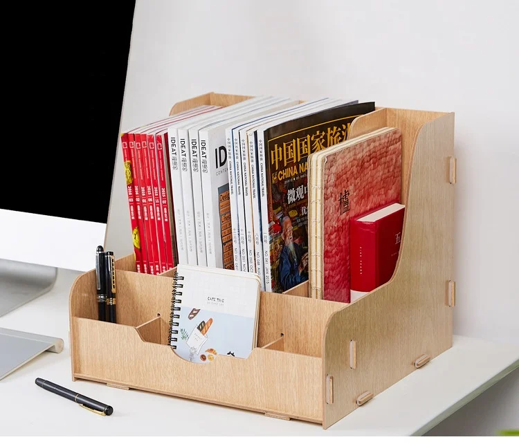 Customized Wooden Creative Multi-purpose DIY File Storage Rack Wooden ...