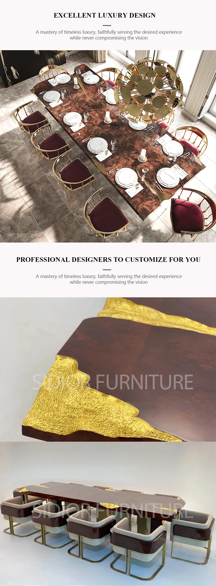 BOCA EMPIRE Original Golden Copper Table Luxury Dining Room Furniture ...