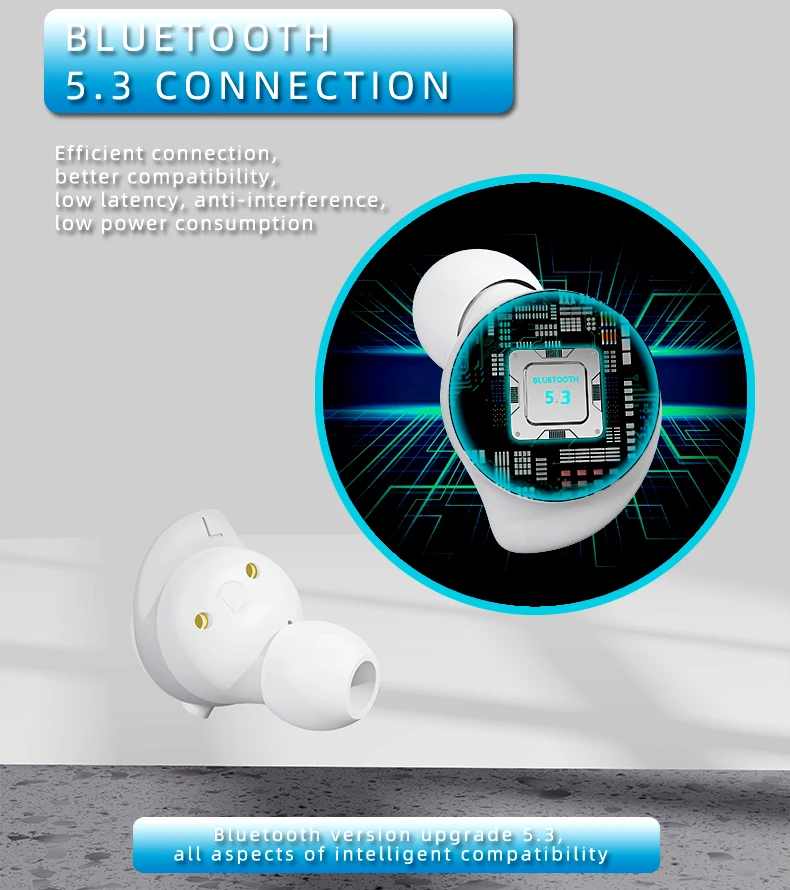 E89 Transparent Wireless TWS Headset - Digital Display