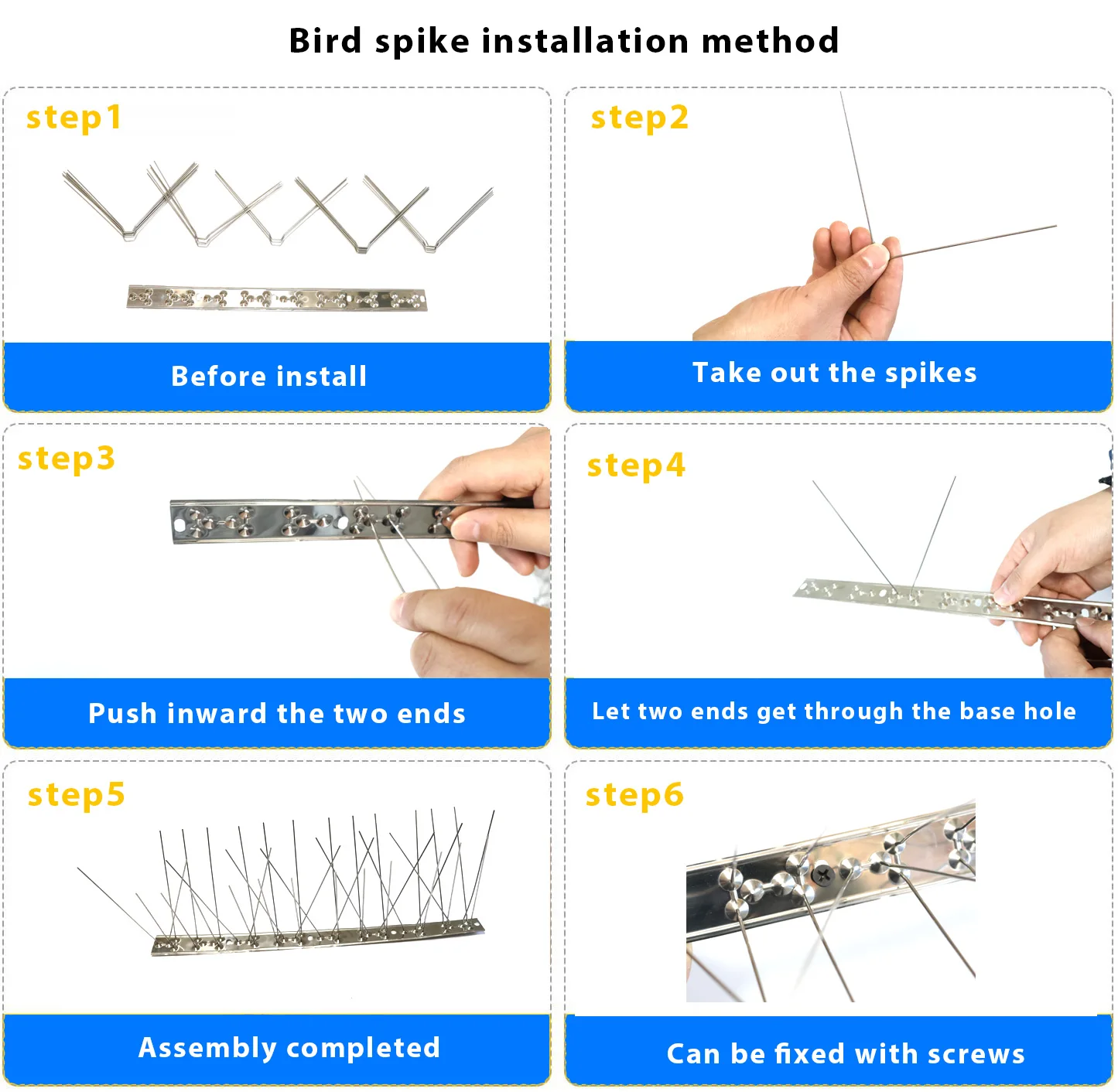 25 Cm Stainless Steel Bird Spikes - Effective Pigeon Control
