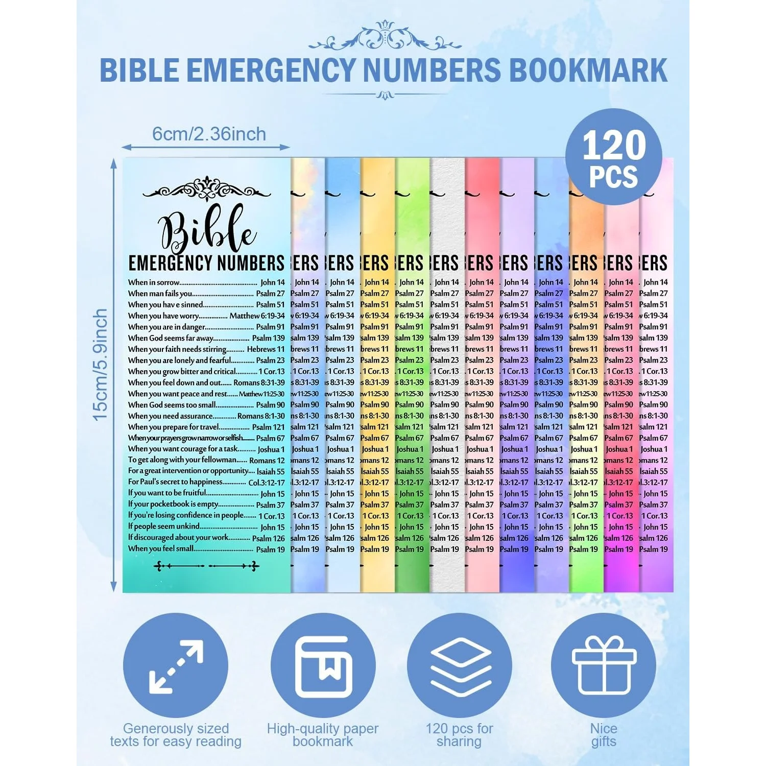 Bible Emergency Numbers Bookmark Christian Bookmarks Religious Bible ...
