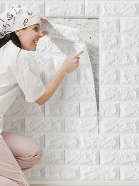 White Brick 3d Wall Panels Peel And Stick Wallpaper For Living Room ...