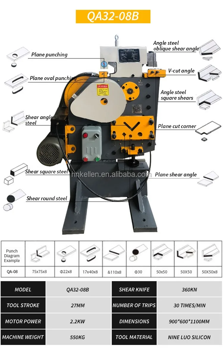 Hydraulic Iron Worker Shearing and Punching Machine - KELLEN