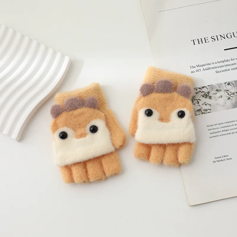 Baby Winter Cartoon Penguin Glove Children Plush Warm Finger Glove Boys ...