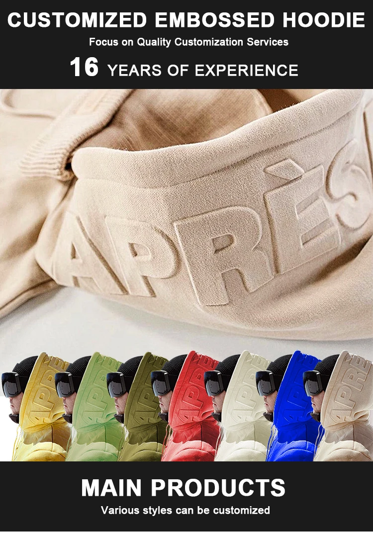 Custom Logo 3D Embossed Hoodie - Winter Pullover Sweatshirt