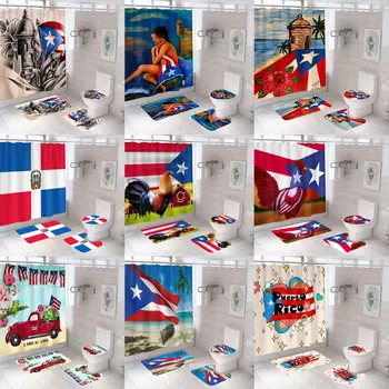 Puerto Rico Flag Rooster Rustic Souvenirs Shower Curtain Customized ...