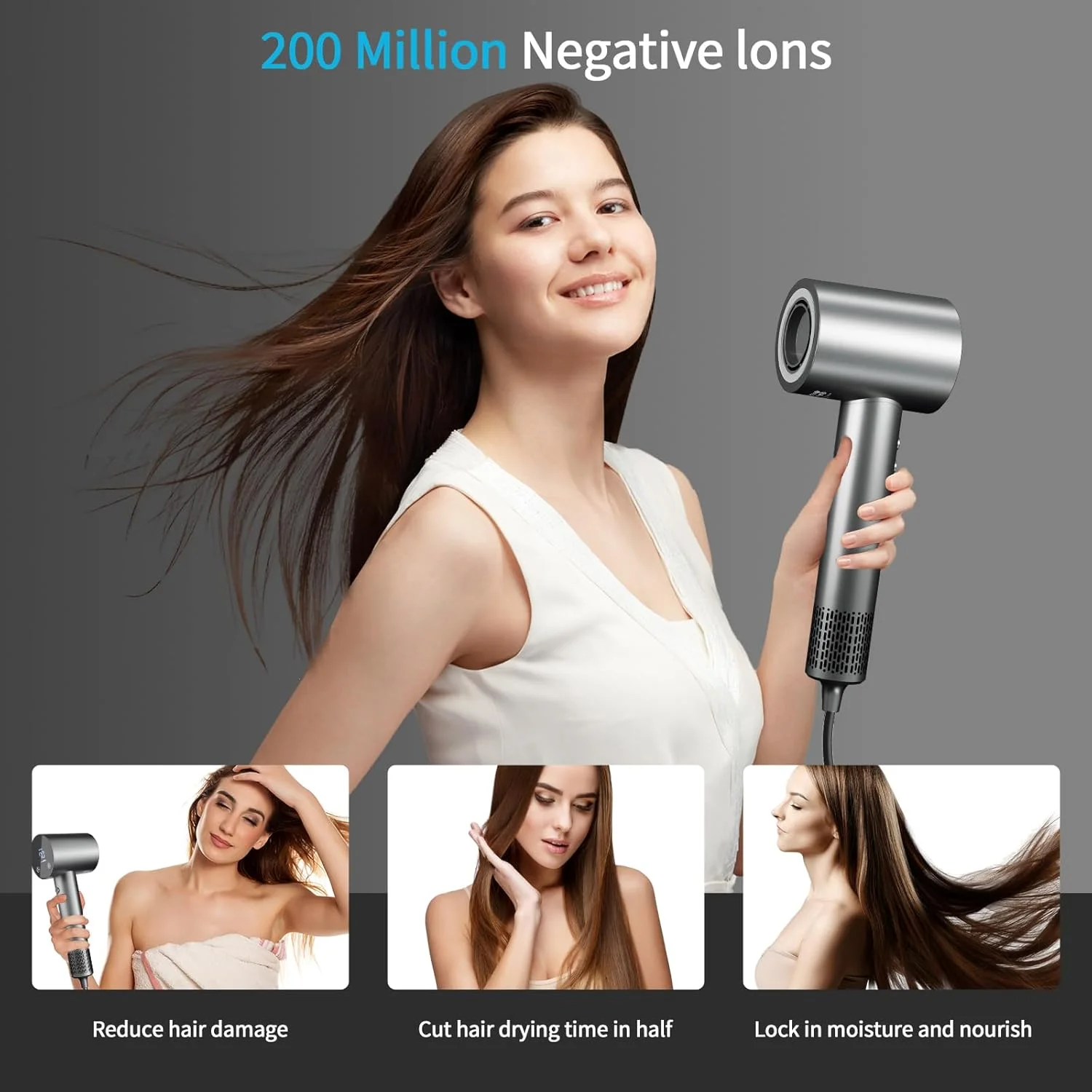 Professional 1500W Hair Dryer High-Speed DC Motor Fast-Drying Hair ...