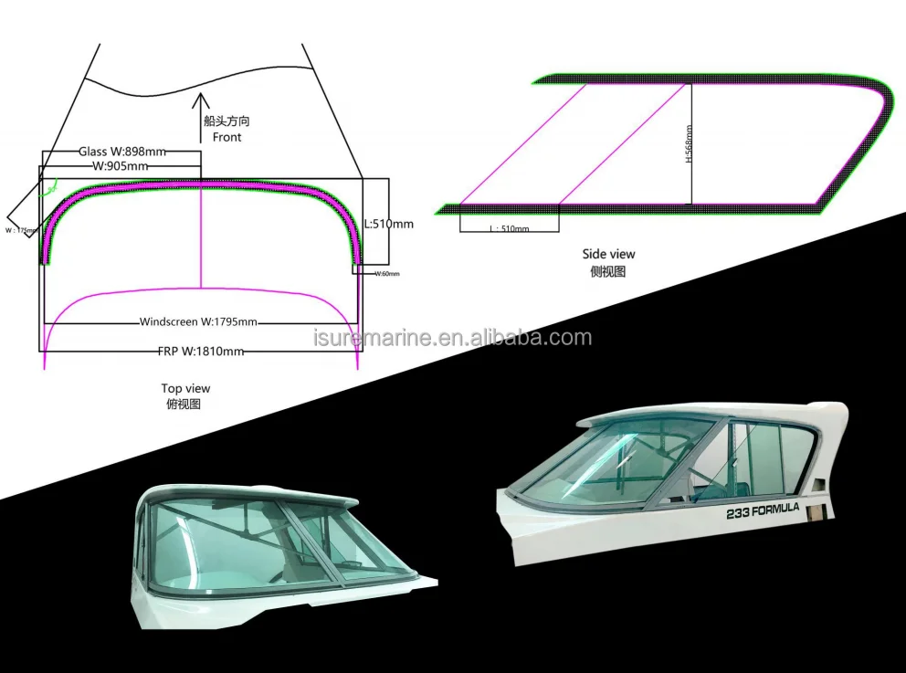 Custom High Quality Windshield Aluminum Boat Windscreen For Boat ...