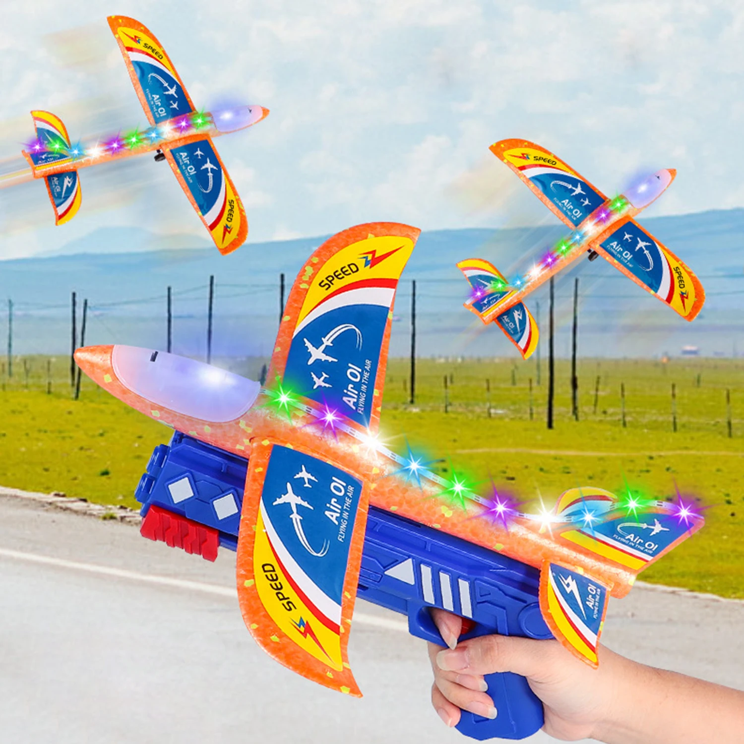 Airplane Launcher Toys Foam Airplane Glider 2 Flight Mode Glider Plane ...