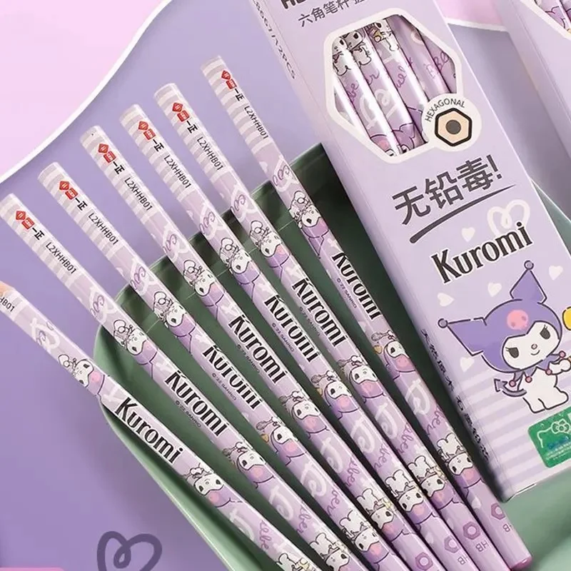 12pcs Hb Kawaii Sanrio Kuromi Writing Hexagon Wooden Pencils For School ...