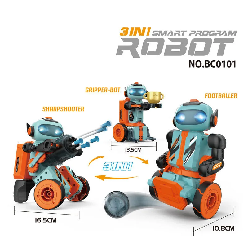 3-in-1 Building Science Stem Toy Footballer Sharpshooter Gripper-bot Rc ...