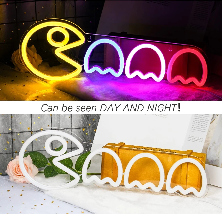 Cool 3D Arcade Theme Neon Night Light - Pac-Man USB Sign