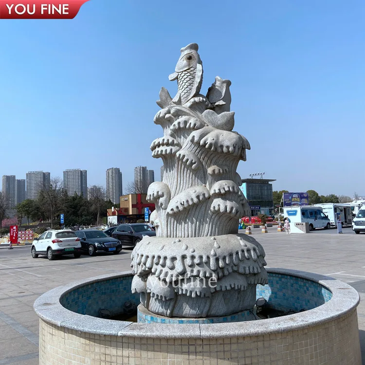 Outdoor Garden Natural Granite Marble Fish Sculpture Fountain - Buy ...