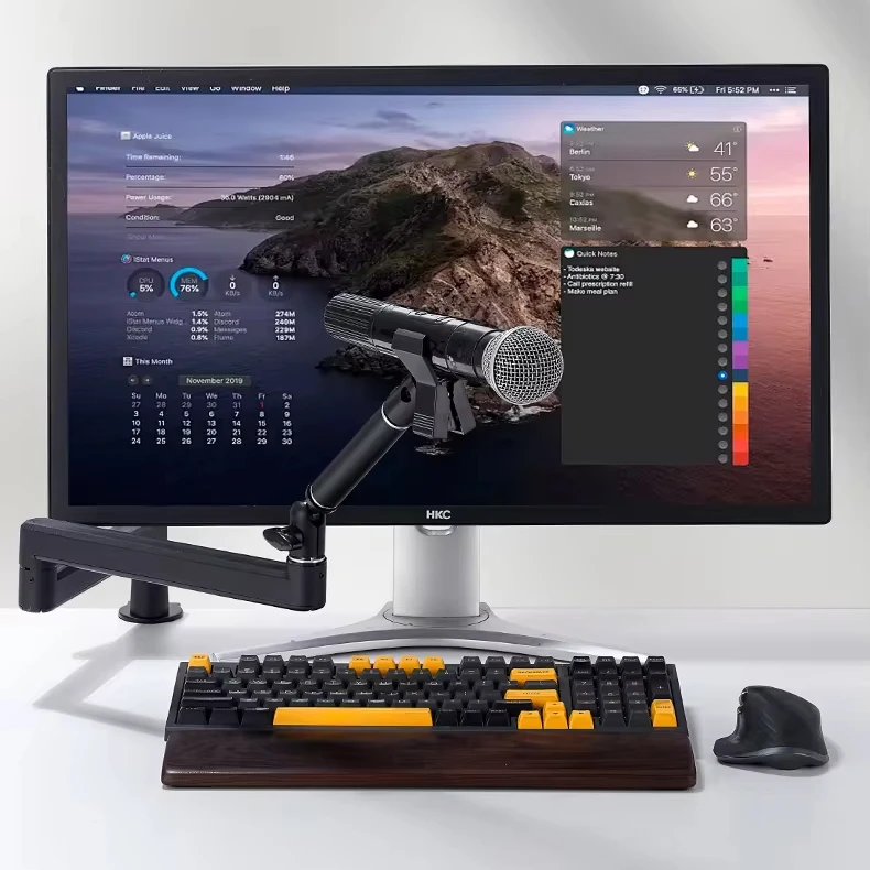 Greatyyt Adjustable Rotating Folding Microphone Stand For Podcasting ...