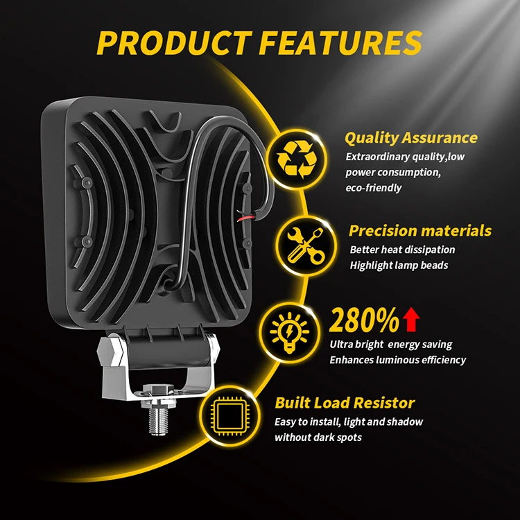 4inch Square Led Pod Headlight 48led Work Light 144w Light Bar 3000lm ...