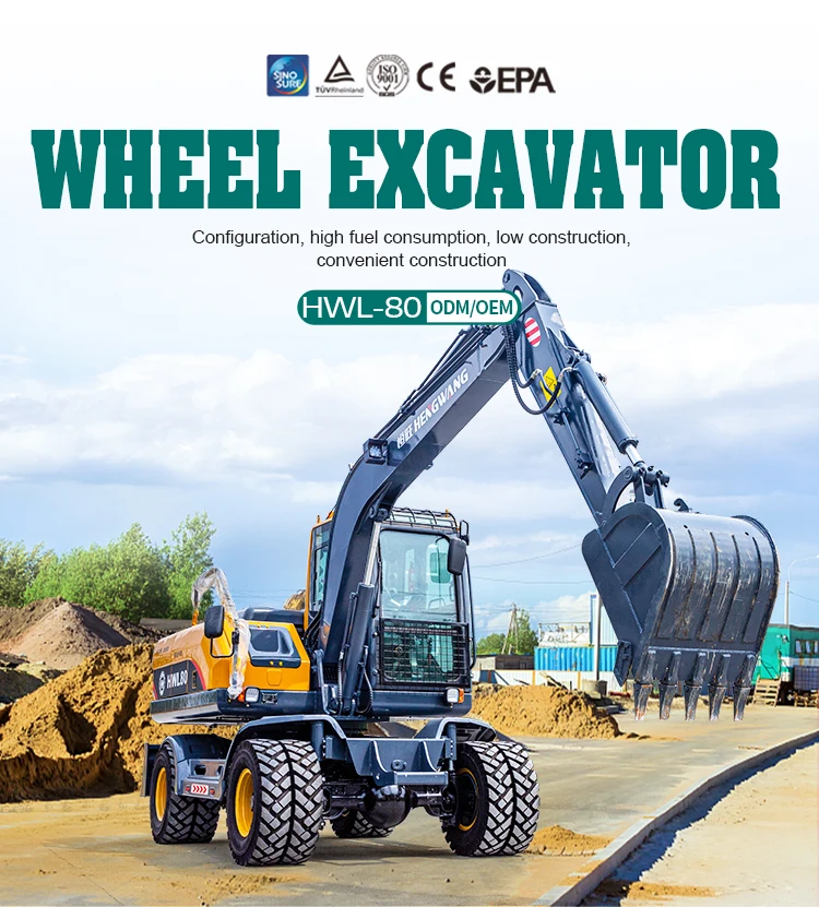 Wheel Power Excavator Earth Moving for Sale 6ton 7ton 8ton Construction ...